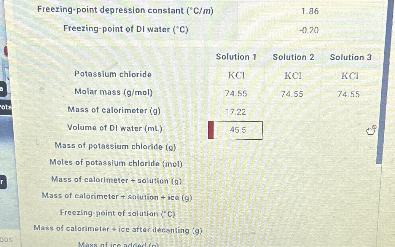 Freezing-point depression constant | Chegg.com