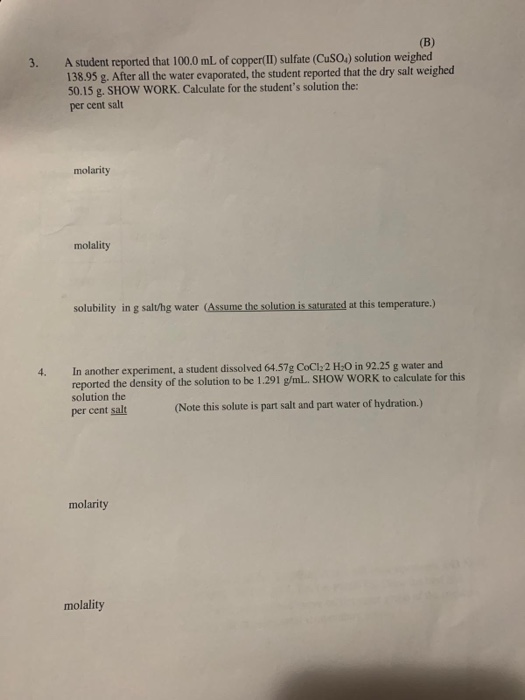 Name Chemistry 142 Lab Experiment 2: Solubility | Chegg.com