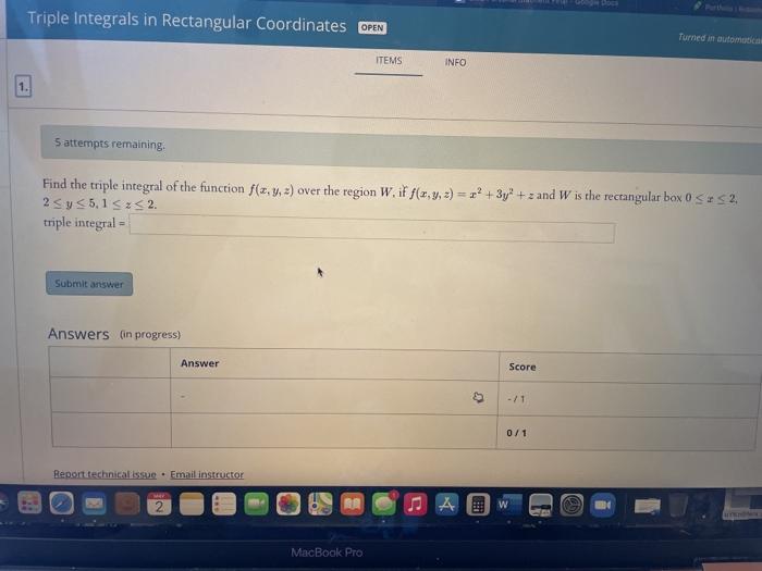 Solved Triple Integrals in Rectangular Coordinates OPEN | Chegg.com