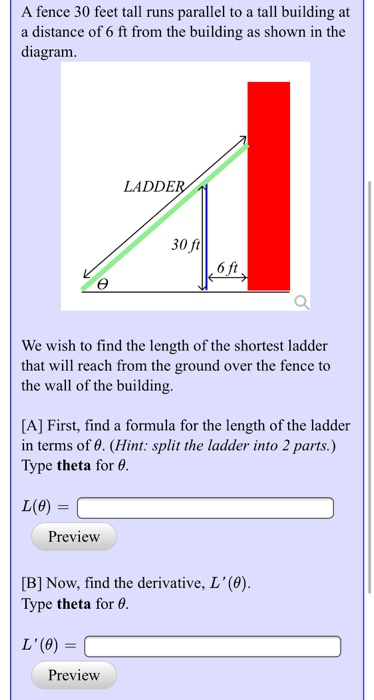 Solved A fence 30 feet tall runs parallel to a tall building | Chegg.com