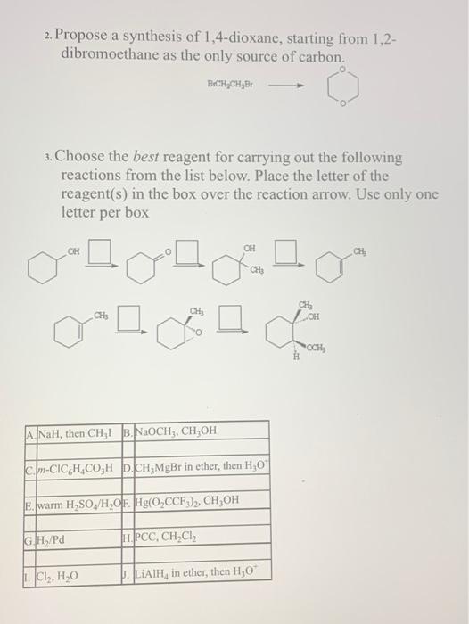 Solved 2. Propose a synthesis of 1,4-dioxane, starting from | Chegg.com