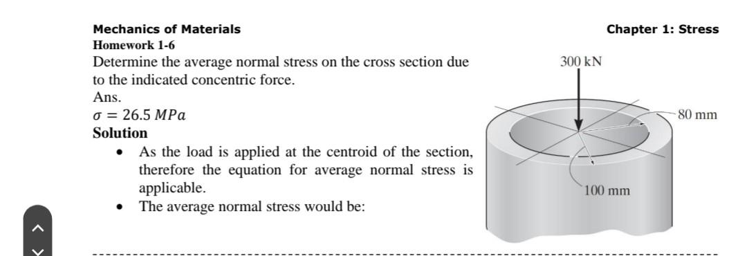 Solved Mechanics of Materials Chapter 1: Stress Homework 1-6 | Chegg.com