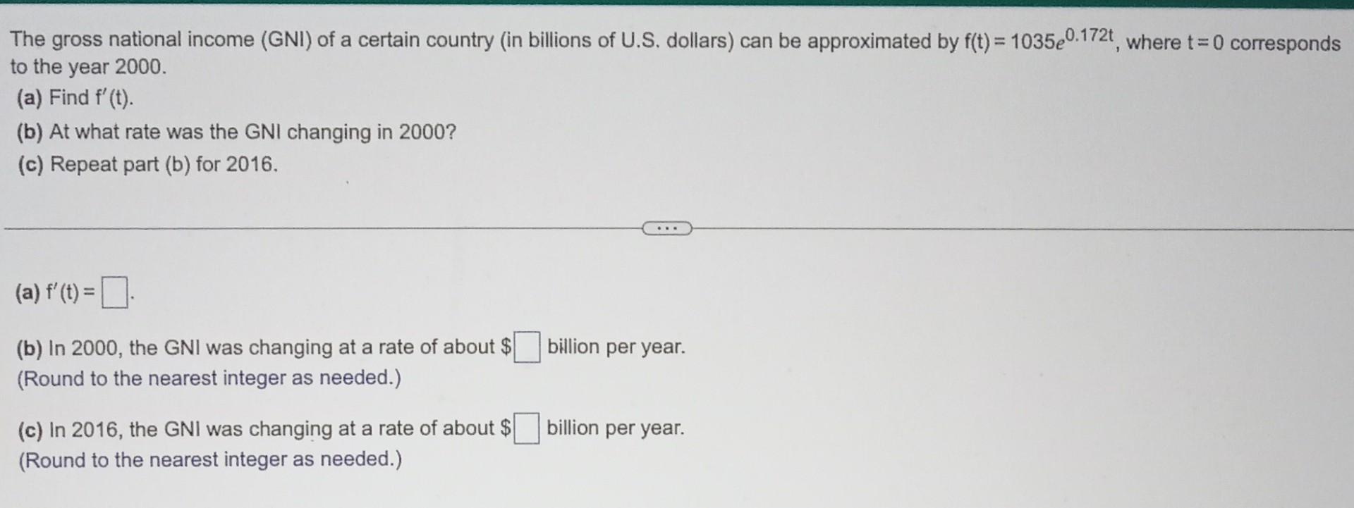 Solved The gross national income (GNI) of a certain country | Chegg.com