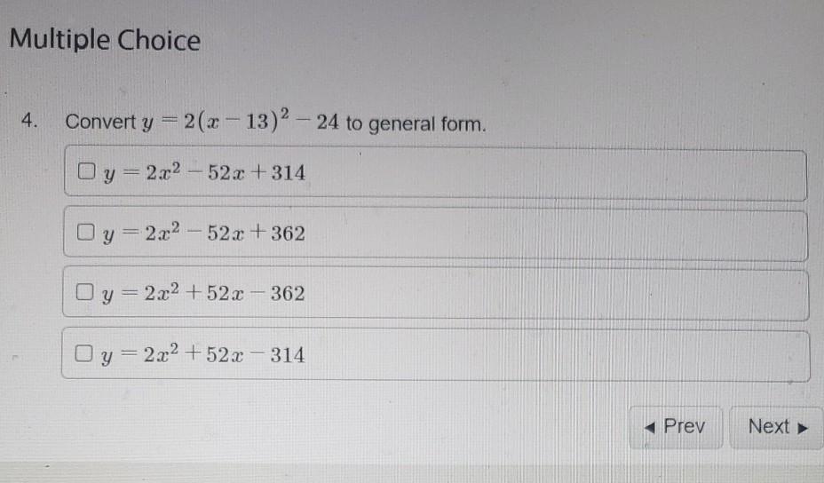 Solved Multiple Choice 3. The graph of a parabola with a | Chegg.com