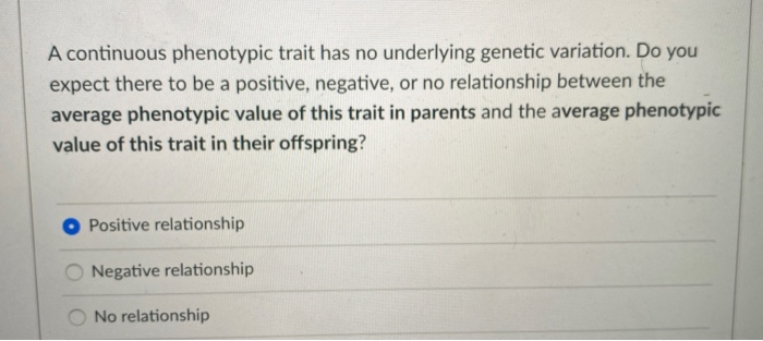 Solved A continuous phenotypic trait has no underlying | Chegg.com