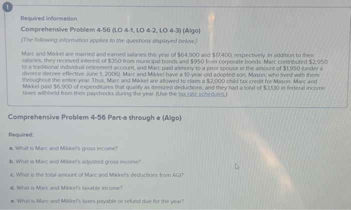 Solved Required information Comprehensive Problem 4-56 (LO | Chegg.com