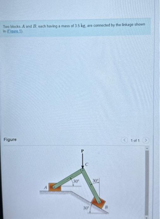 Solved Two blocks A and B, each having a mass of 3.5 kg, are | Chegg.com