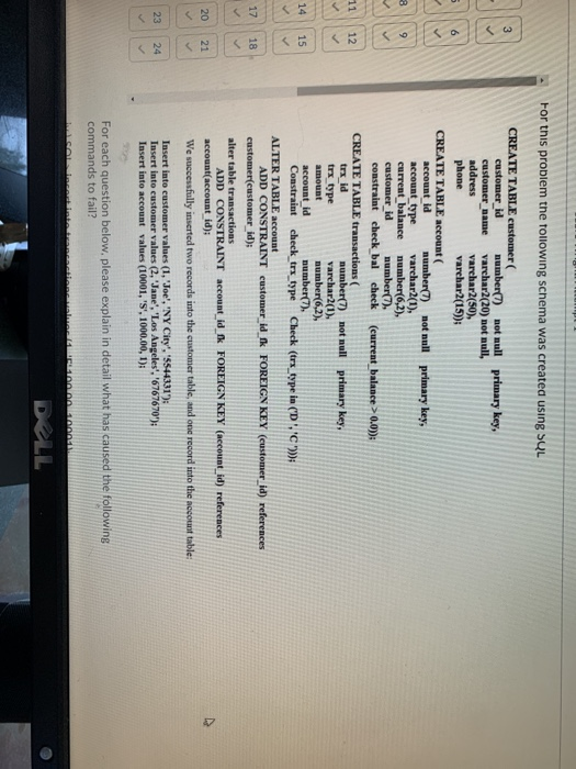 Solved For this problem the following schema was created | Chegg.com