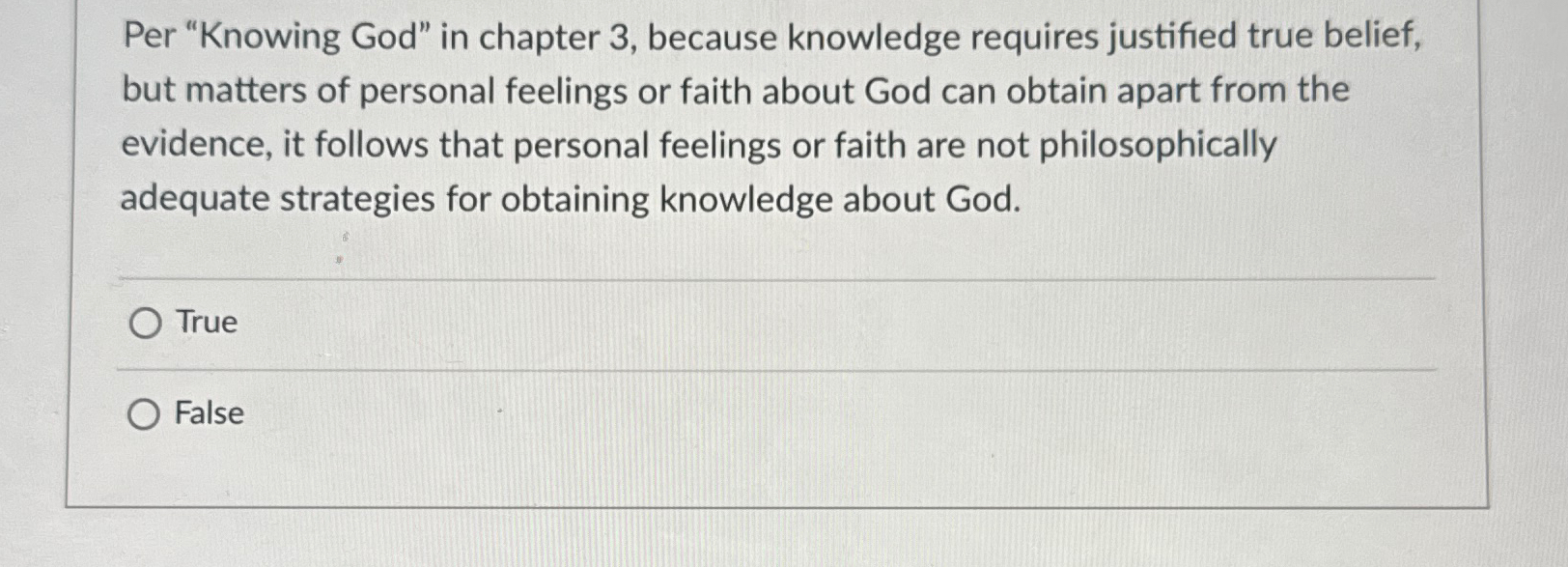 Solved Per "Knowing God" in chapter 3, ﻿because knowledge | Chegg.com