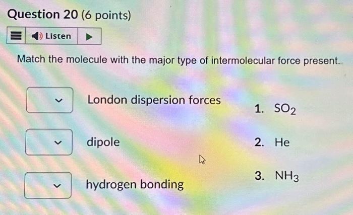 Solved Match the molecule with the major type of | Chegg.com