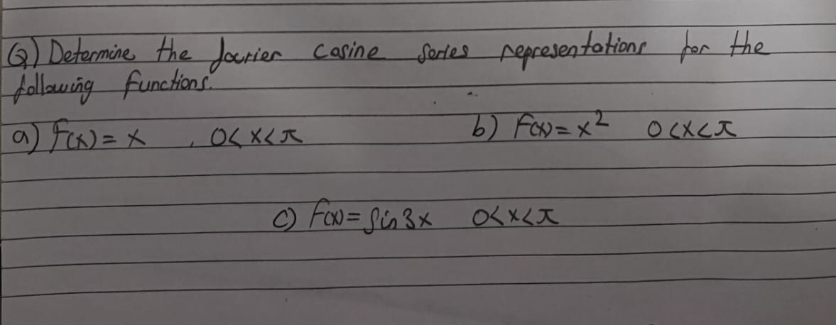 Solved Q) ﻿Determine the fourier cosine series | Chegg.com