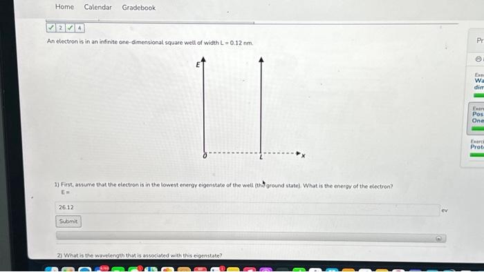 Solved An electron is in an infinite one-dimensional square | Chegg.com