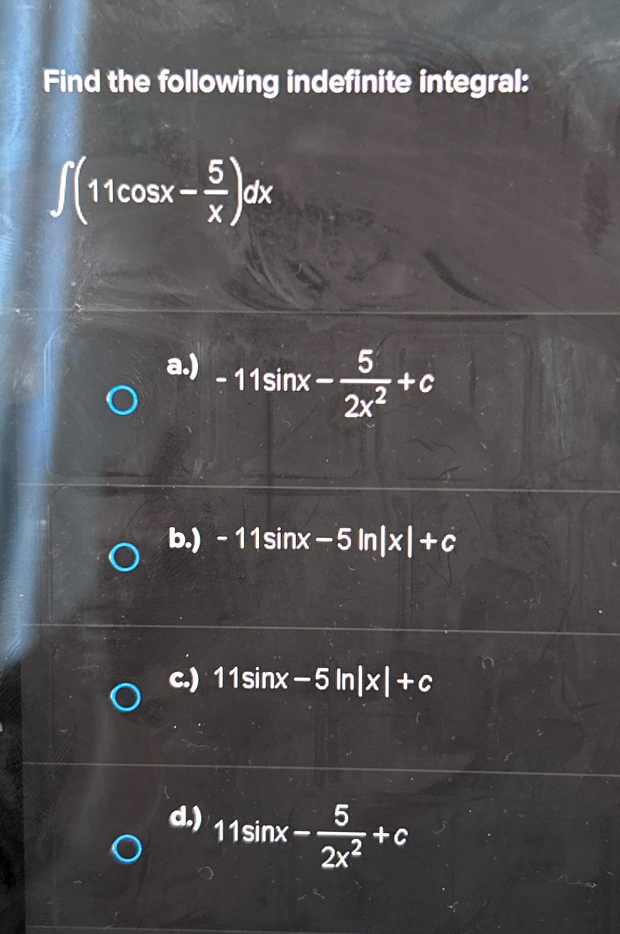 Solved Find the following indefinite | Chegg.com