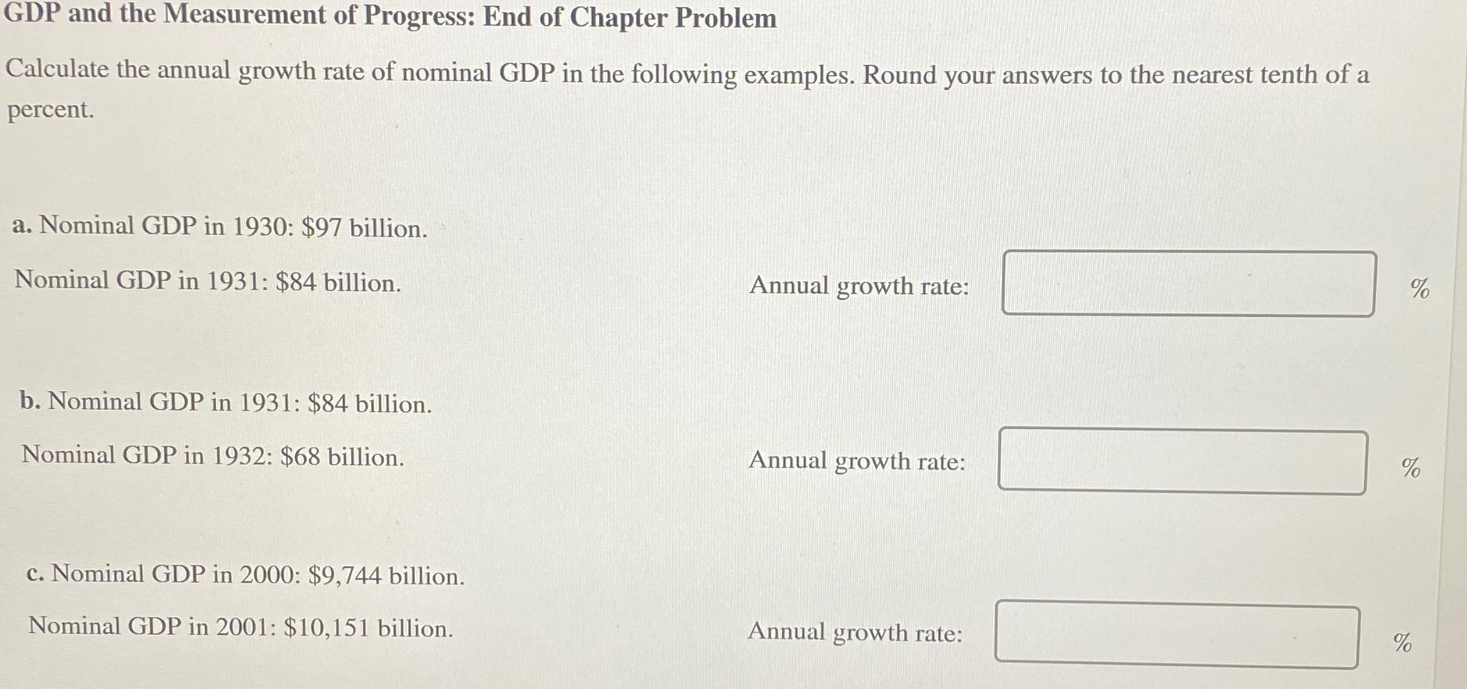 Solved GDP and the Measurement of Progress: End of Chapter | Chegg.com