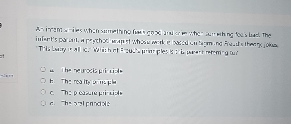 Solved An infant smiles when something feels good and cries | Chegg.com