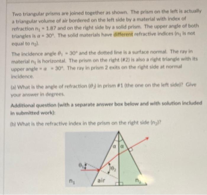 Solved Two triangular prisms are joined together as shown. | Chegg.com