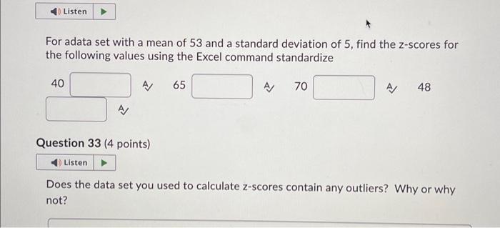 Solved For adata set with a mean of 53 and a standard | Chegg.com