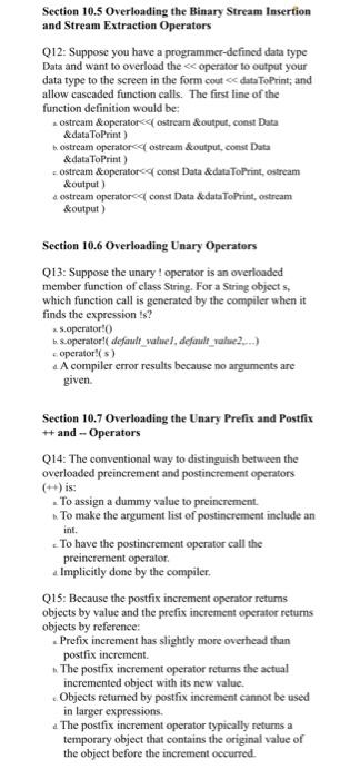 Solved Section 105 Overloading The Binary Stream Insertion