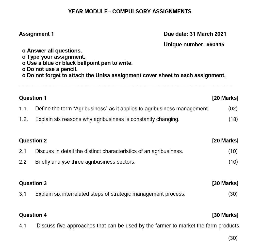Solved YEAR MODULE- COMPULSORY ASSIGNMENTS Assignment 1 Due | Chegg.com