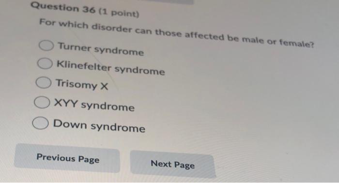 Solved Question 36 (1. point) For which disorder can those | Chegg.com