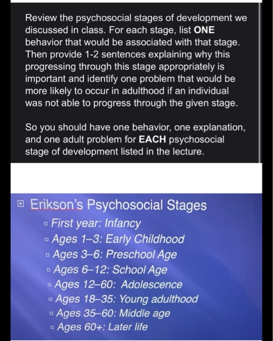Solved Review the psychosocial stages of development we | Chegg.com