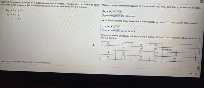 Solved Convert the given system to an e-system using slack | Chegg.com