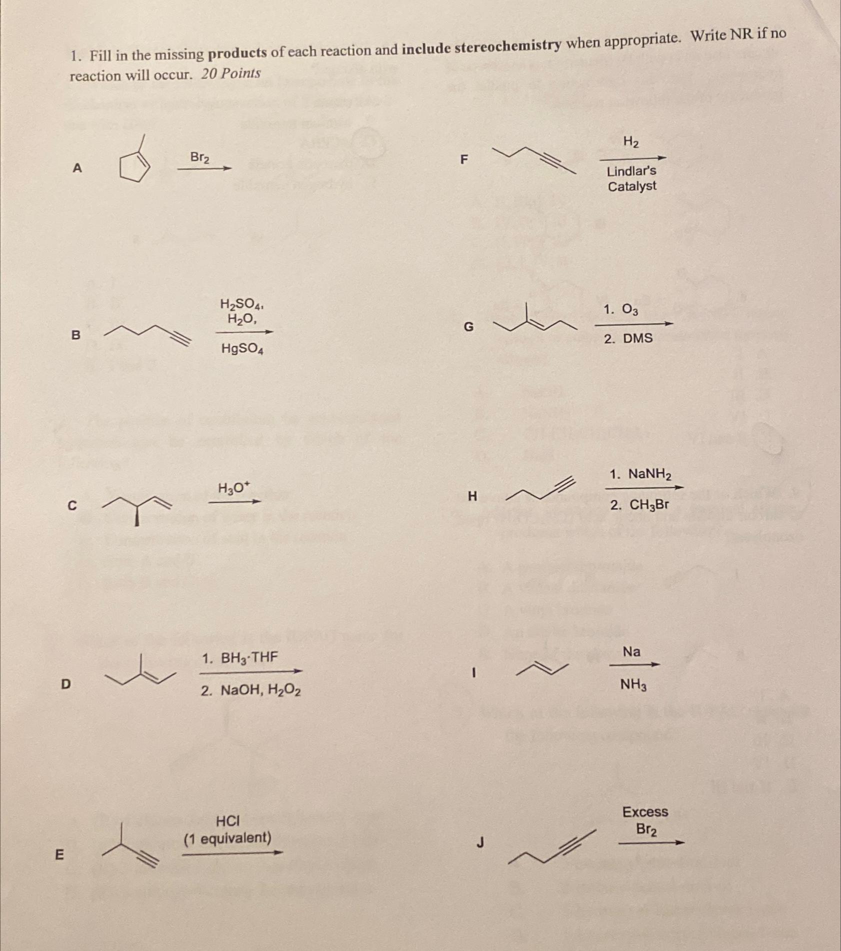 Solved Fill in the missing products of each reaction and | Chegg.com