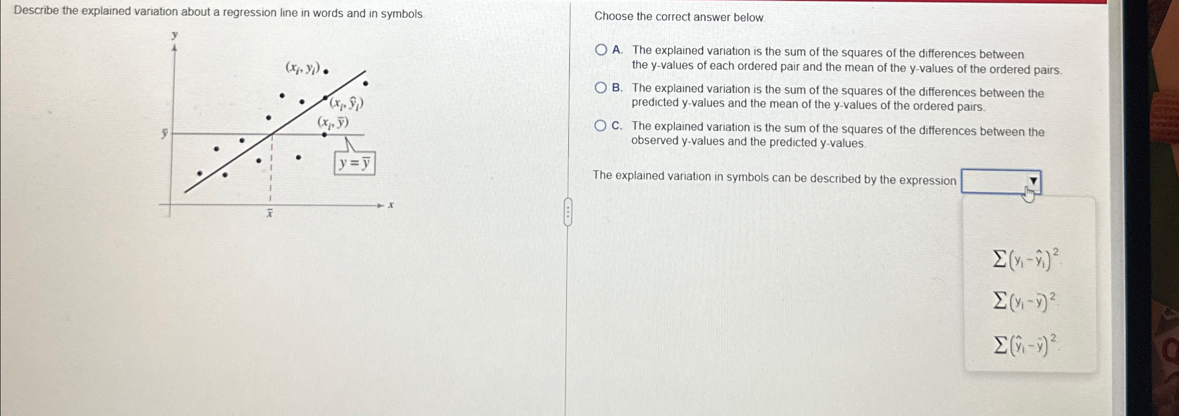 Solved Describe the explained variation about a regression | Chegg.com