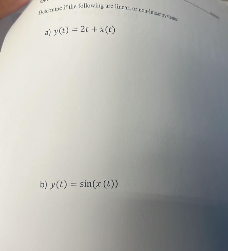 Solved Determine if the following are linear, or non-linear | Chegg.com