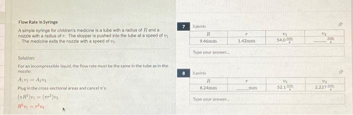 Solved Flow Rate in Syringe A simple syringe for chidren's | Chegg.com