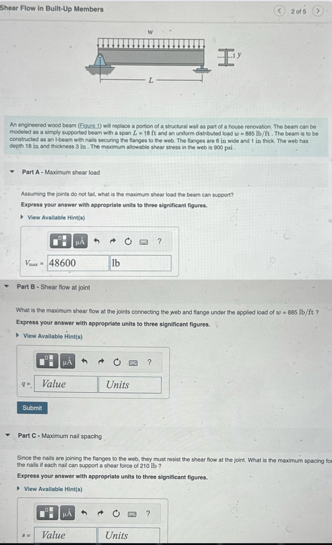 Solved Shear Flow in Built-Up Members2 ﻿of 5An engineered | Chegg.com