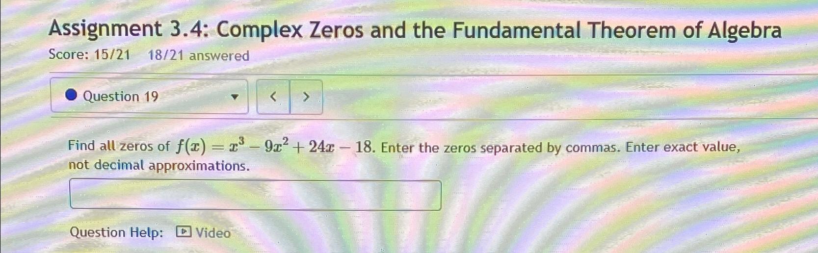 Solved Assignment 3.4: Complex Zeros and the Fundamental | Chegg.com