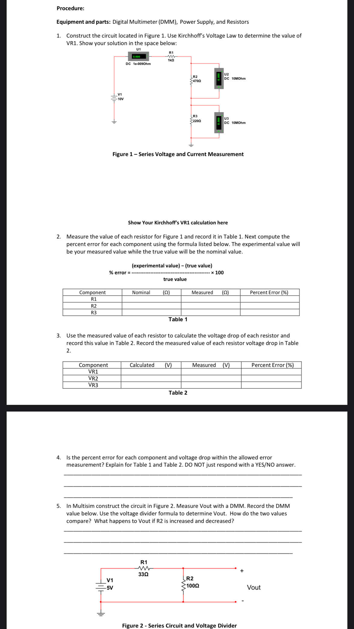 Solved Procedure:Equipment and parts: Digital Multimeter | Chegg.com