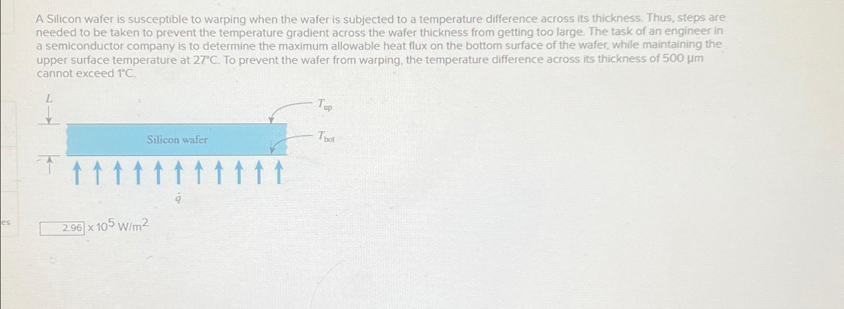 Solved A Silicon wafer is susceptible to warping when the | Chegg.com