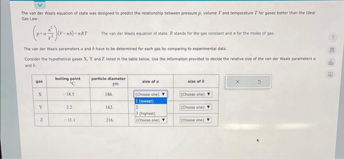 Solved The van der Waals equation of state was designed to | Chegg.com