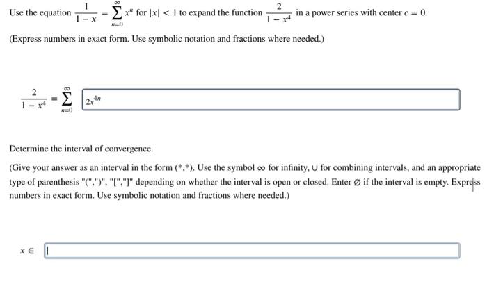 Solved Use the equation 2 x4 (Express numbers in exact form. | Chegg.com