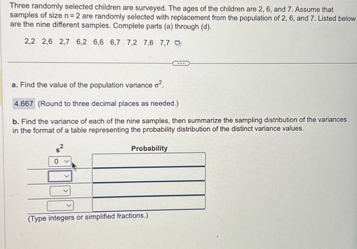 Solved Three randomly selected children are surveyed. The | Chegg.com