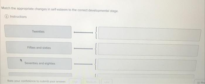 Solved Match the appropriate changes in self-esteem to the | Chegg.com