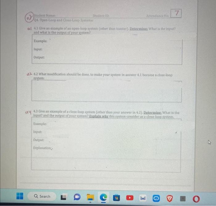 Solved al 4.1 Give an example of an open-loop system (other | Chegg.com