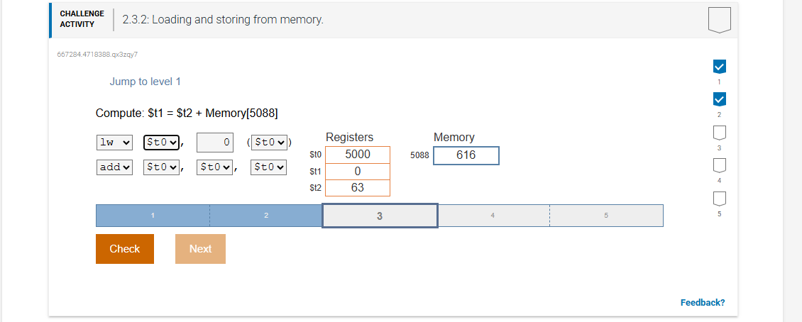 Solved 2.3.2: Loading and storing from memory. | Chegg.com