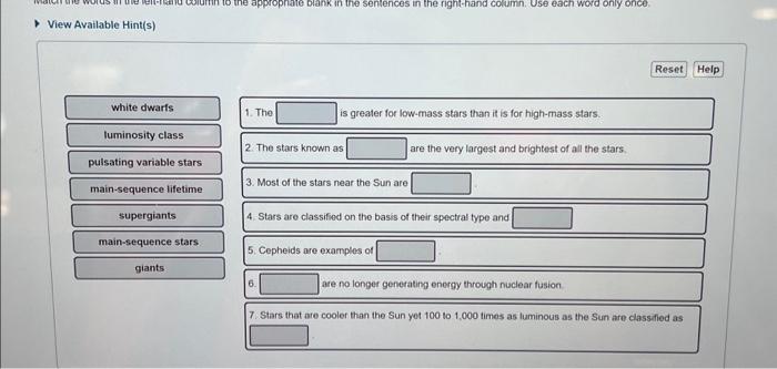 Solved View Available Hint(s) 1. The is greater for low-mass | Chegg.com