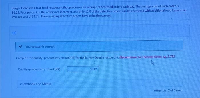 Solved Burger Doodle is a fast-food restaurant that | Chegg.com