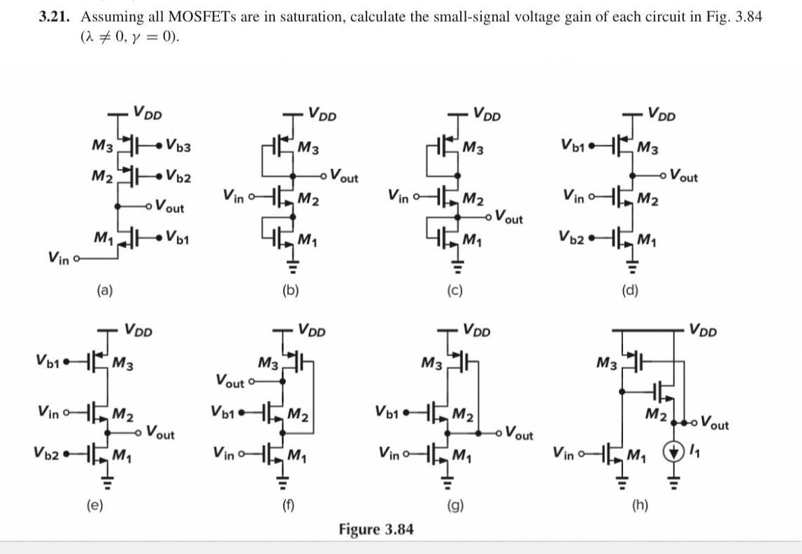 Solved 3.21. Assuming all MOSFETs are in saturation, | Chegg.com
