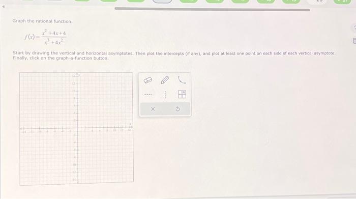 Solved Graph the rational function. f(x)=x3+4x2x2+4x+4 Start | Chegg.com