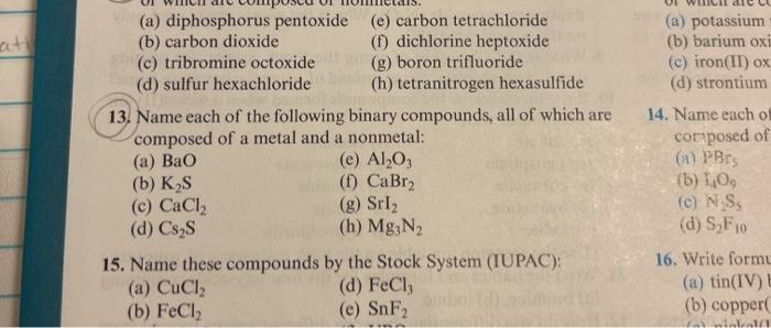 Solved (a) diphosphorus pentoxide (e) carbon tetrachloride | Chegg.com