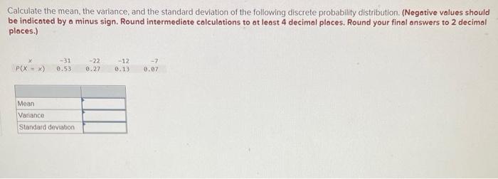 Solved Variance and Standard Deviation | Chegg.com