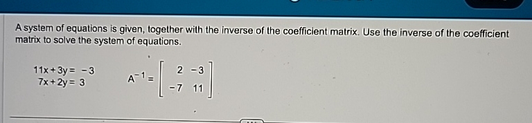 Solved A system of equations is given, together with the | Chegg.com