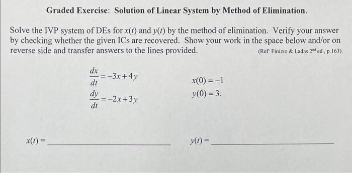 Solved Graded Exercise: Solution of Linear System by Method | Chegg.com