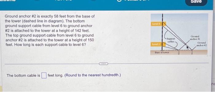 Solved Ground anchor \#2 is exactly 58 feet from the base of | Chegg.com