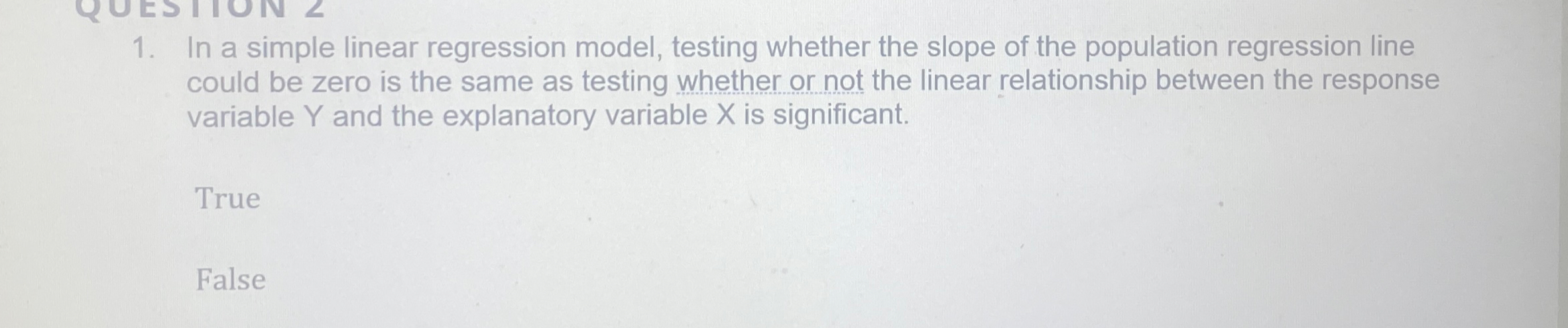 Solved What does this mean In a simple linear regression | Chegg.com